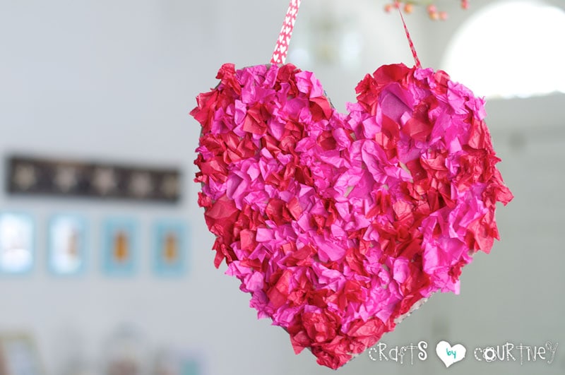 Make a Tissue Paper Heart Wreath With Your Kids