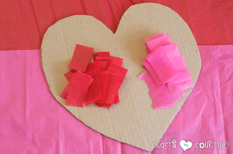 Make a Tissue Paper Heart Wreath With Your Kids