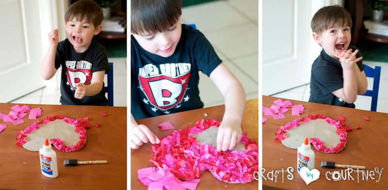 Make a Tissue Paper Heart Wreath With Your Kids