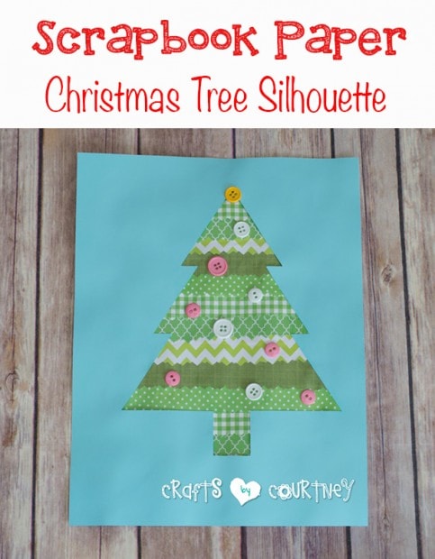Kids DIY Scrapbook Paper Christmas Tree Silhouette Art