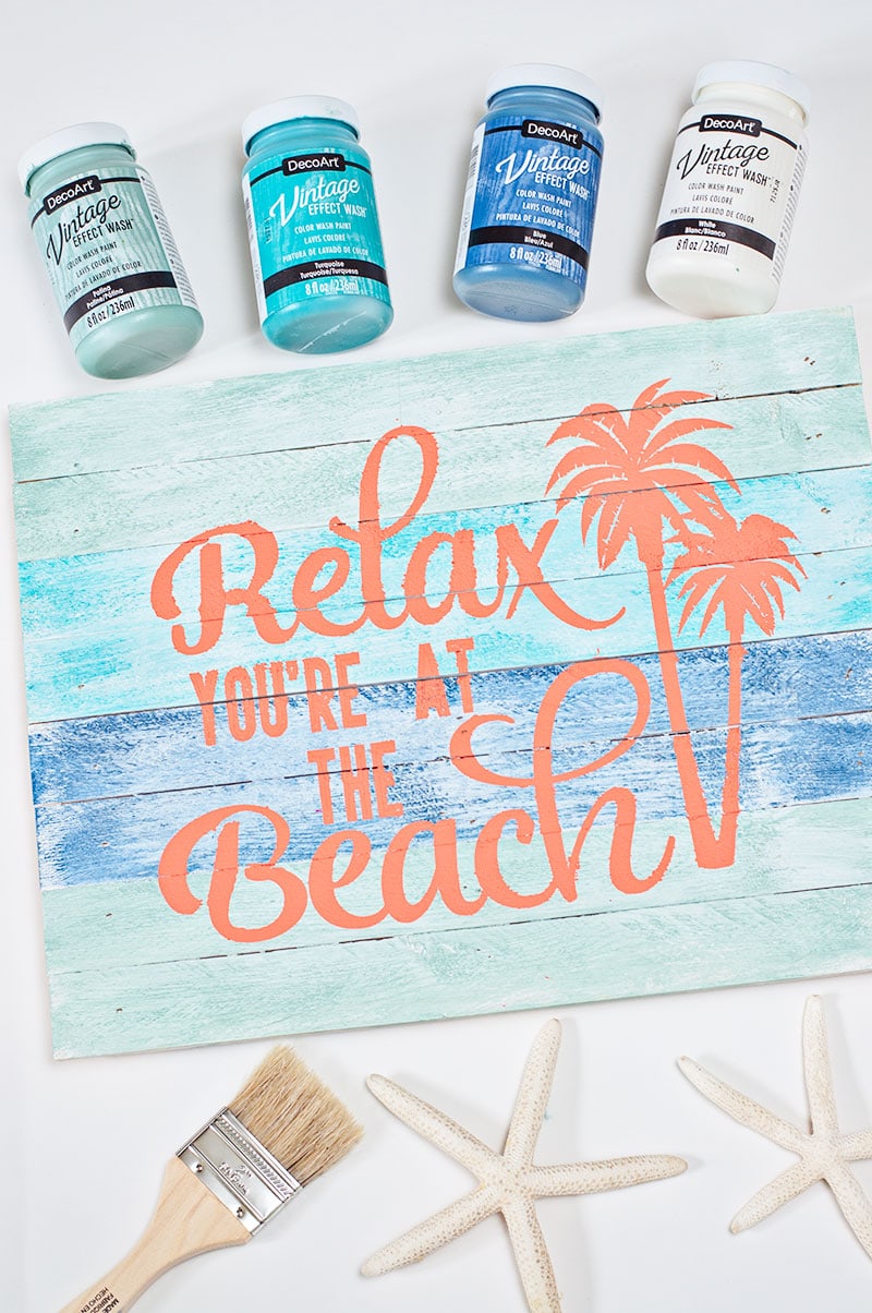 DIY Beach Sign with Vintage Effect Wash